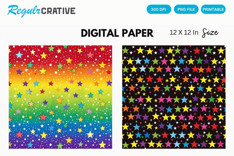 Rainbow Stars Seamless Digital Paper