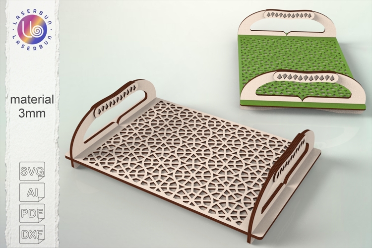 Ramadan Serving Tray with Handles Laser Cut Layer Arabic SVG