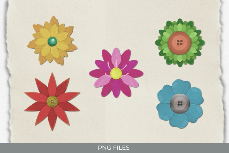 Realistic Scrapbook Paper Flower Clipart