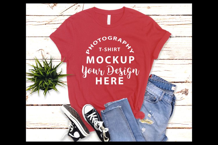 Bella Canvas 3001 t-shirt mock-up RED (2437717)