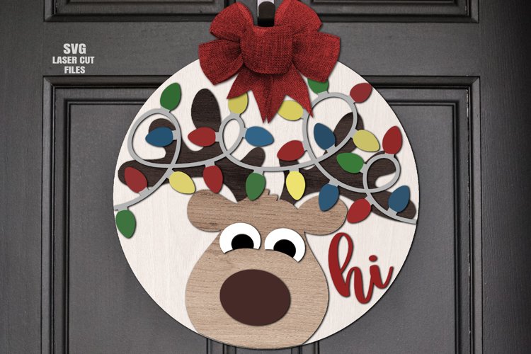 Reindeer SVG Laser Cut Files | Christmas Welcome Sign SVG