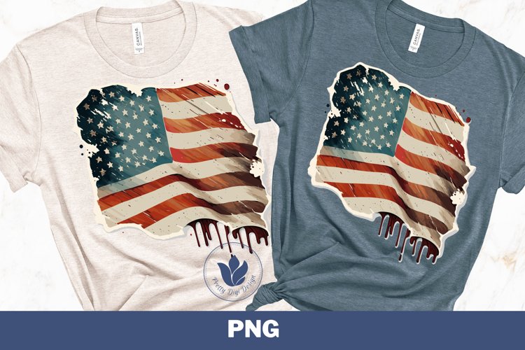 Retro American Flag Watercolor PNG Sublimation T3
