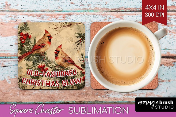 Retro Christmas Square Coaster - Xmas Coaster (4700214)