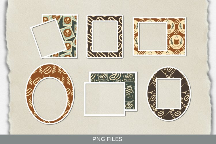 Retro Coffee Postage Pattern Frame Set