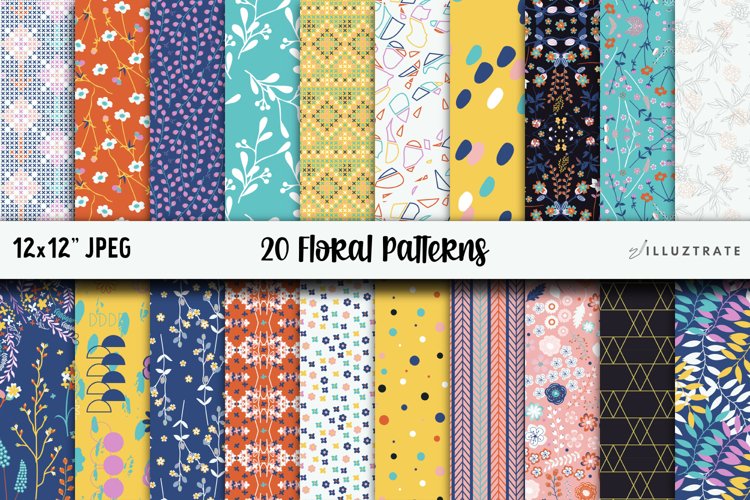 Retro Floral Seamless Patterns | Floral Digital Paper