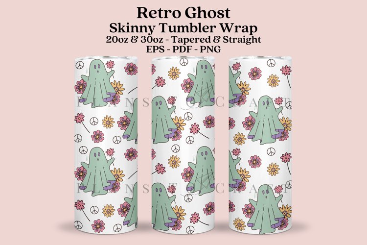 retro ghost skinny Tumbler Sublimation Wrap