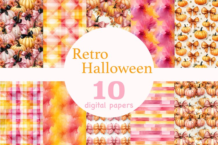 Retro Halloween Digital Papers | Vintage Autumn Pattern