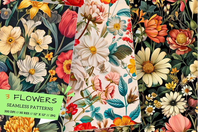 Retro Pattern Vintage Spring Digital Paper Spring Pattern