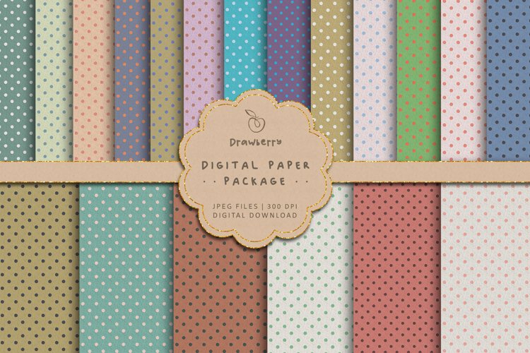 Retro Dots Digital Old Paper Pack, Vintage Style Polka DP102