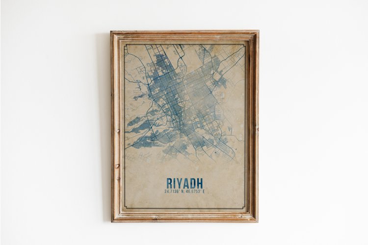 Riyadh Antique Watercolor City Map Poster