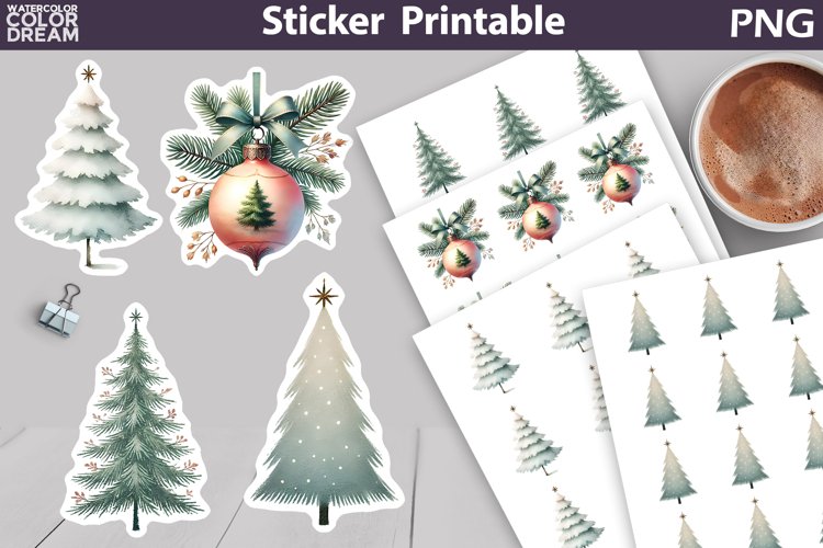 Christmas Tree Sticker | Retro Christmas Sticker Printable