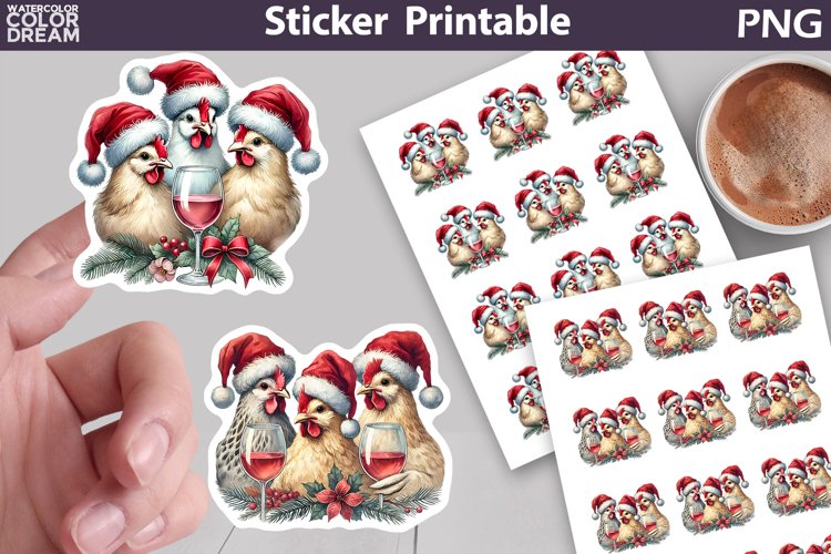 Christmas Chicken Sticker | Christmas Farm Sticker (4668824)