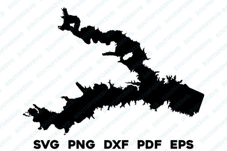 Richland-Chambers Reservoir Texas Map Silhouette Shape Desig