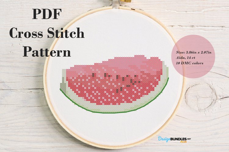 Ripe Watermelon Cross Stitch Pattern - Digital Download PDF
