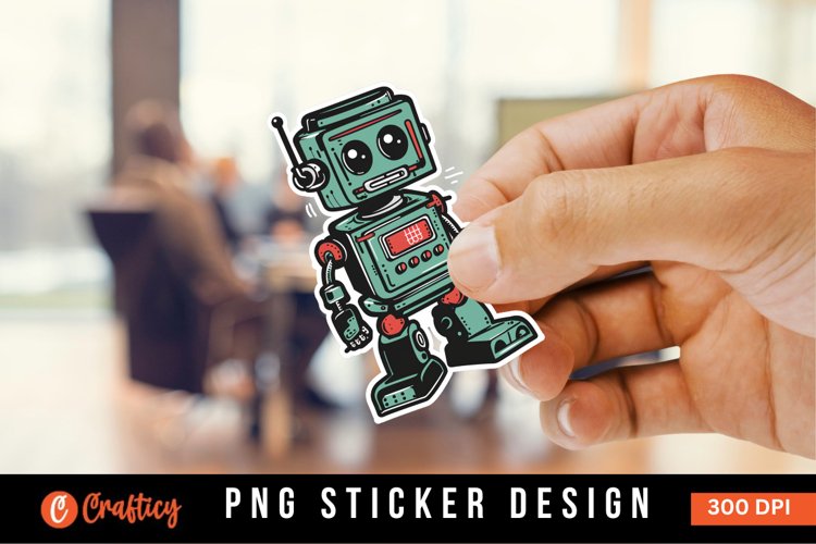 Robot Sticker Clipart,Scrapbook sticker,Kawaii robot sticker