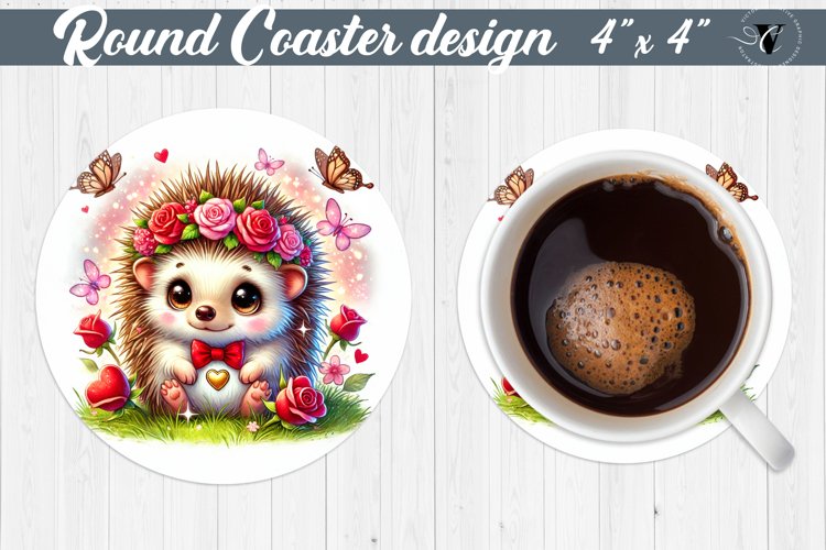 Round Coasters | Romantic Animal | Hedgehog (5126158)