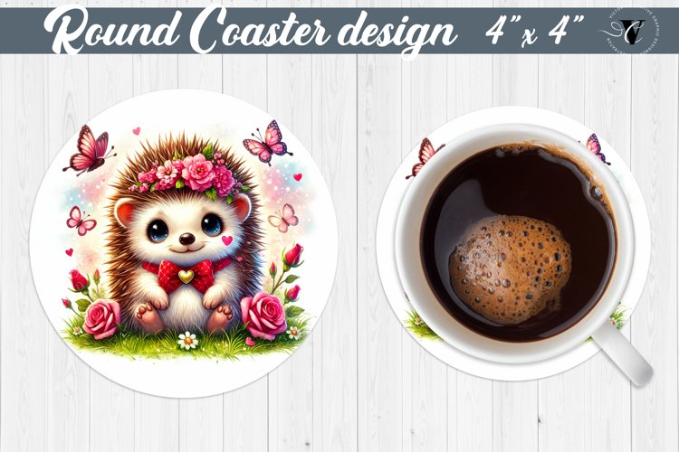 Round Coasters | Romantic Animal | Hedgehog (5126214)