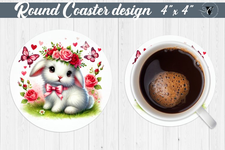 Round Coasters | Romantic Animal | Rabbit (5126173)