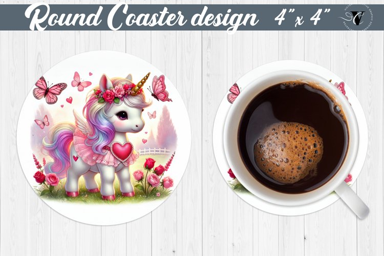 Round Coasters | Romantic Animal | Unicorn (5126169)