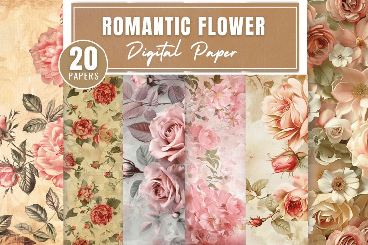 Romantic Flower Digital Paper Bundle
