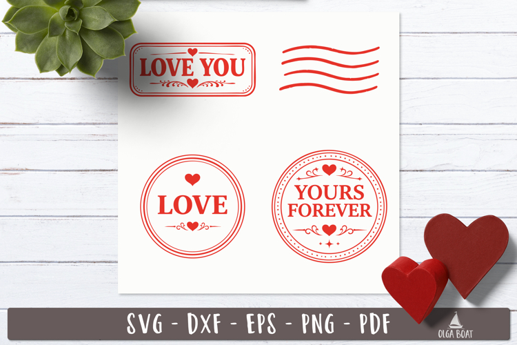 Romantic Love Label SVG Valentine stamp