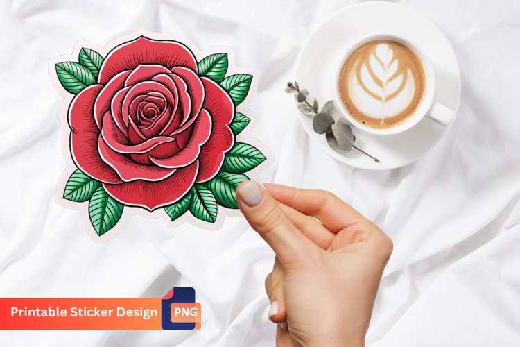 Rose Flower Sticker, Floral Sticker, Nature Sticker