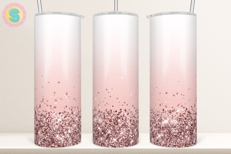 Rose Gold Glitter 20Oz Tumbler Wrap Sublimation Design PNG
