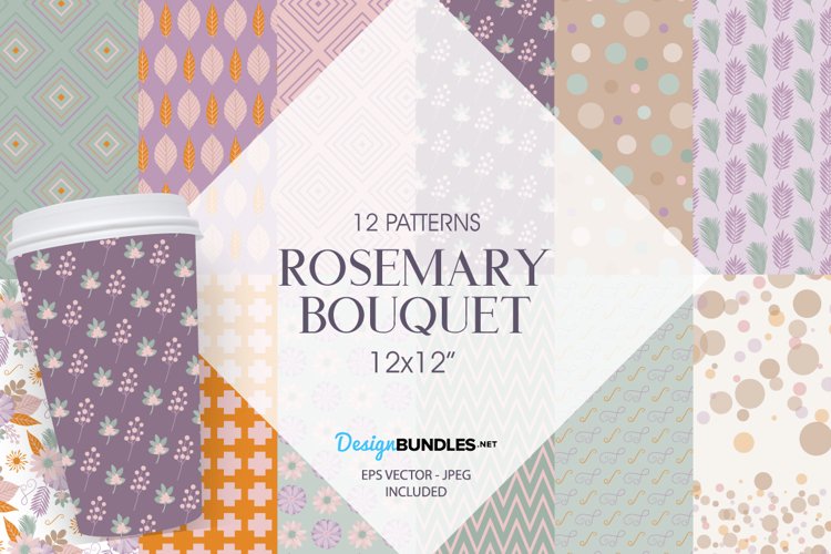 Rosemary Bouquet Digital Papers, Vector Patterns