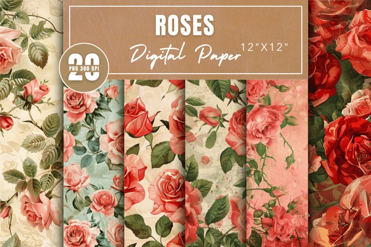 Roses Digital Paper Bundle
