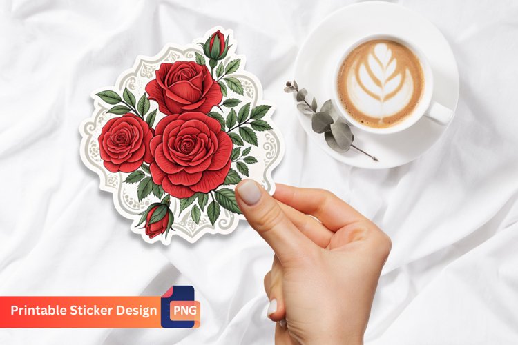 Roses Sticker, Botanical Roses Sticker