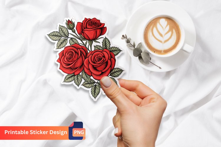 Roses Sticker, Botanical Roses Sticker