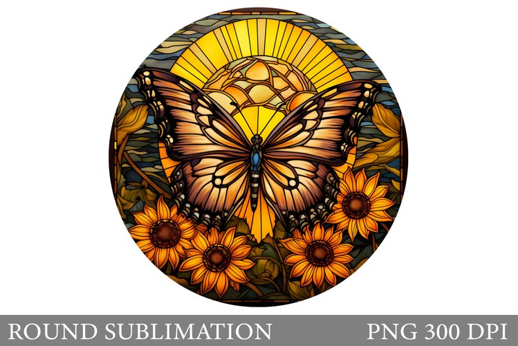 Butterfly Round Sublimation. Flowers Round (4162534)