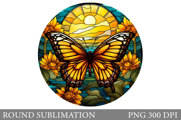 Butterfly Round Sublimation. Stained Glass Sublimation