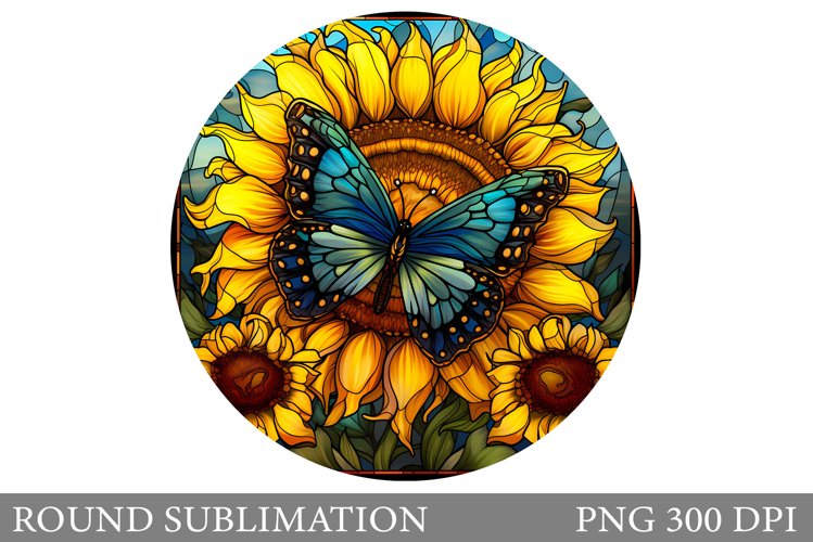 Butterfly Round Sublimation. Flowers Round (4142688)
