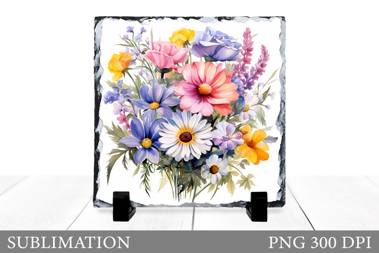 Wildflowers Square Sublimation. Flowers Slate Sublimation
