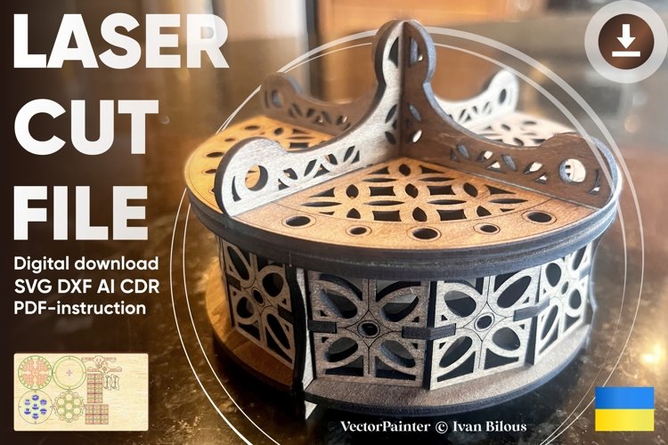 Round Box - Laser Cut File, Plywood Project SVG DXF