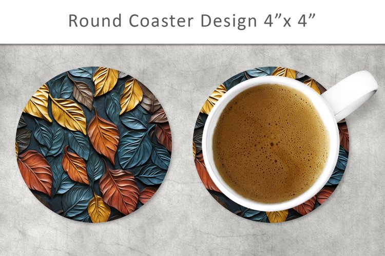 Color Leaves Round Coaster, Sublimation Design