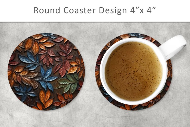 Leaves Round Coaster, Sublimation Design