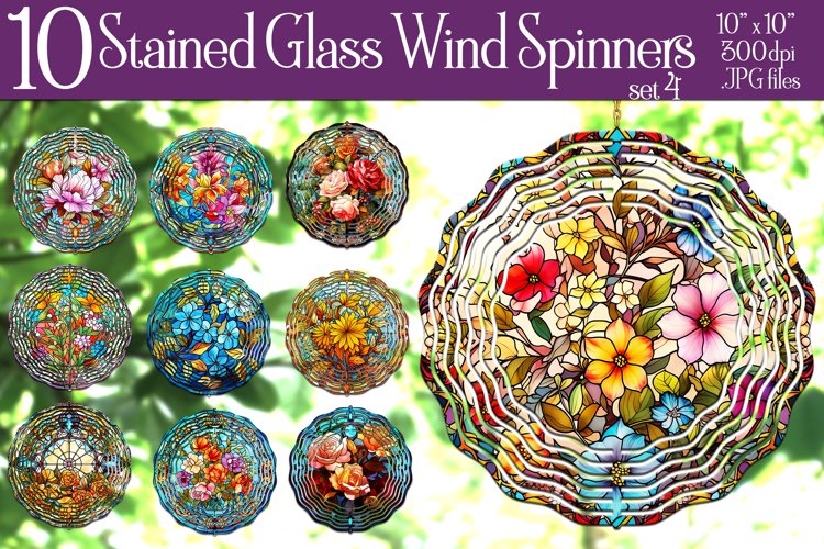 Stained Glass Wind Spinners, Floral Wind Spinner Designs