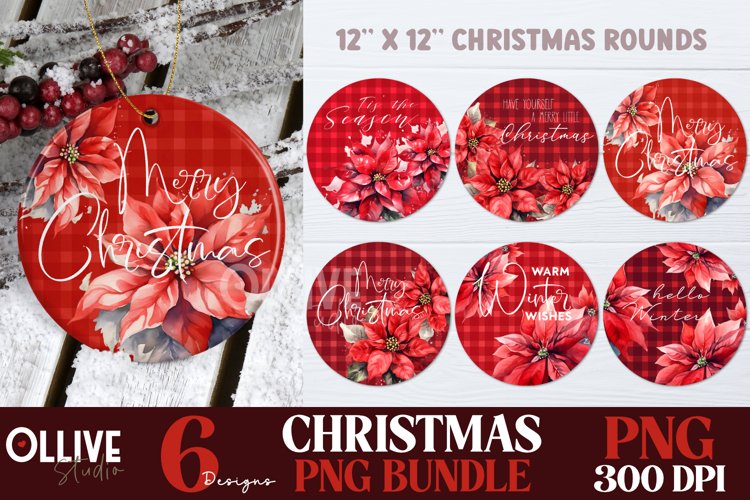 Sublimation Christmas Rounds PNG Bundle | Christmas PNG