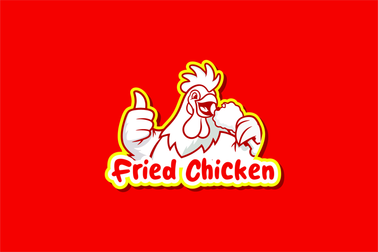 Chicken holding fried chicken mascot logo vector (6567636)