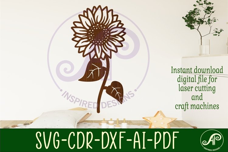 Sunflower flower wall sign svg laser cut file
