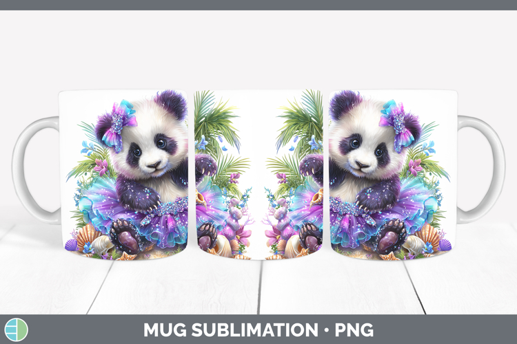 Safari Beach Panda Bear Mug Wrap Sublimation Coffee Cup Desi