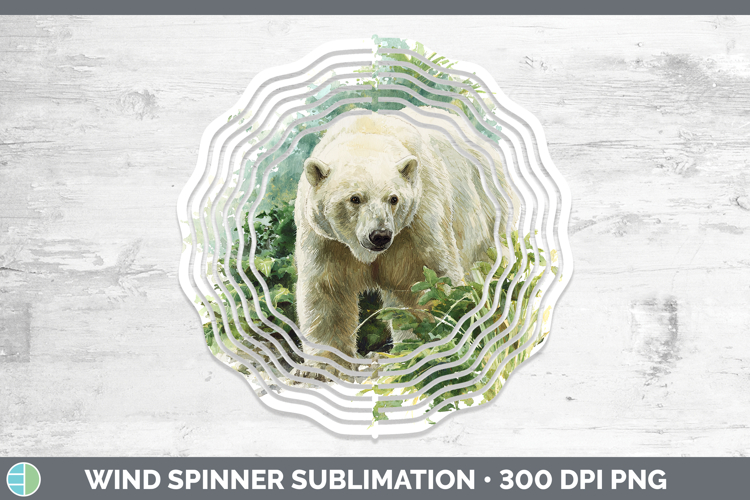 Polar Bear Safari Botanicals Wind Spinner Sublimation Design