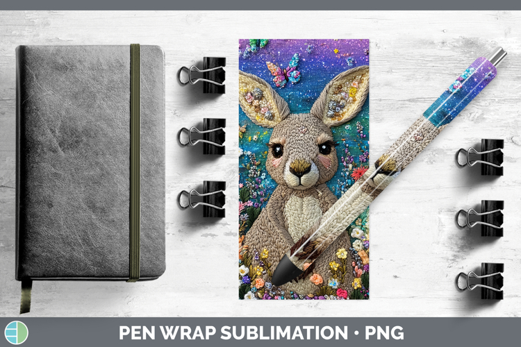 Safari Embroider Kangaroo Pen Wrap Sublimation Pen Designs