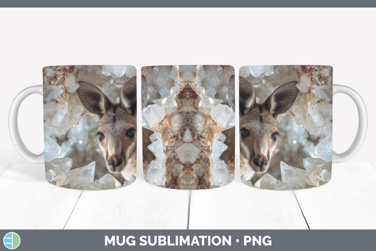 Kangaroo Mug Wrap Safari Geode Wall Sublimation Coffee Cup D