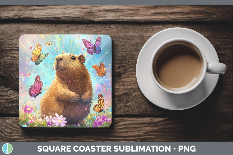 Safari Glitter Capybara Square Coaster Sublimation Coaster D