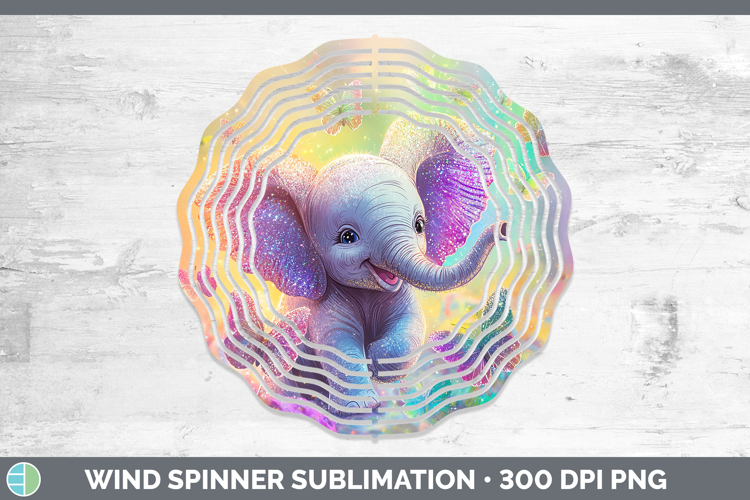 Safari Glitter Elephant Wind Spinner Sublimation Spinner Des