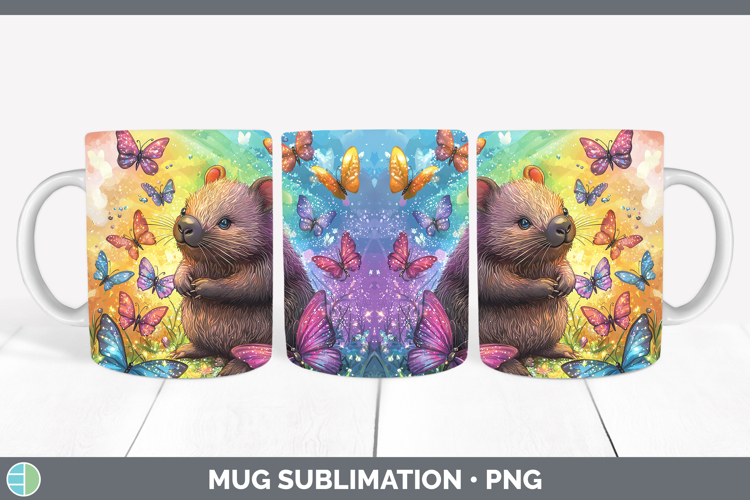 Safari Glitter Wombat Mug Wrap Sublimation Coffee Cup Design