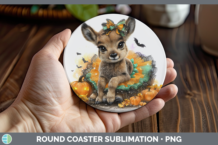 Safari Halloween Antelope Round Coaster Sublimation Coaster